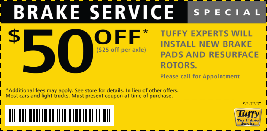 Brake Service Special $50 OFF - Tuffy Rockford