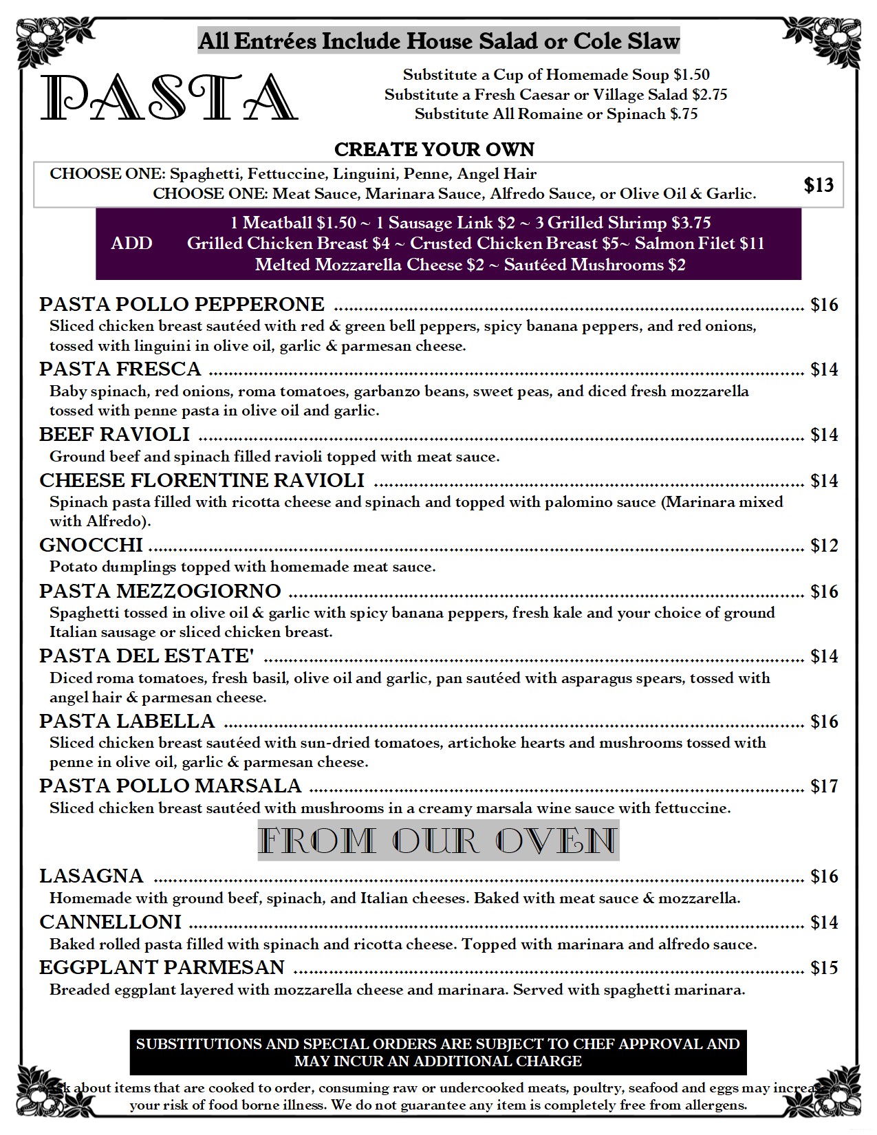 Menu - Vic's Casual Dining