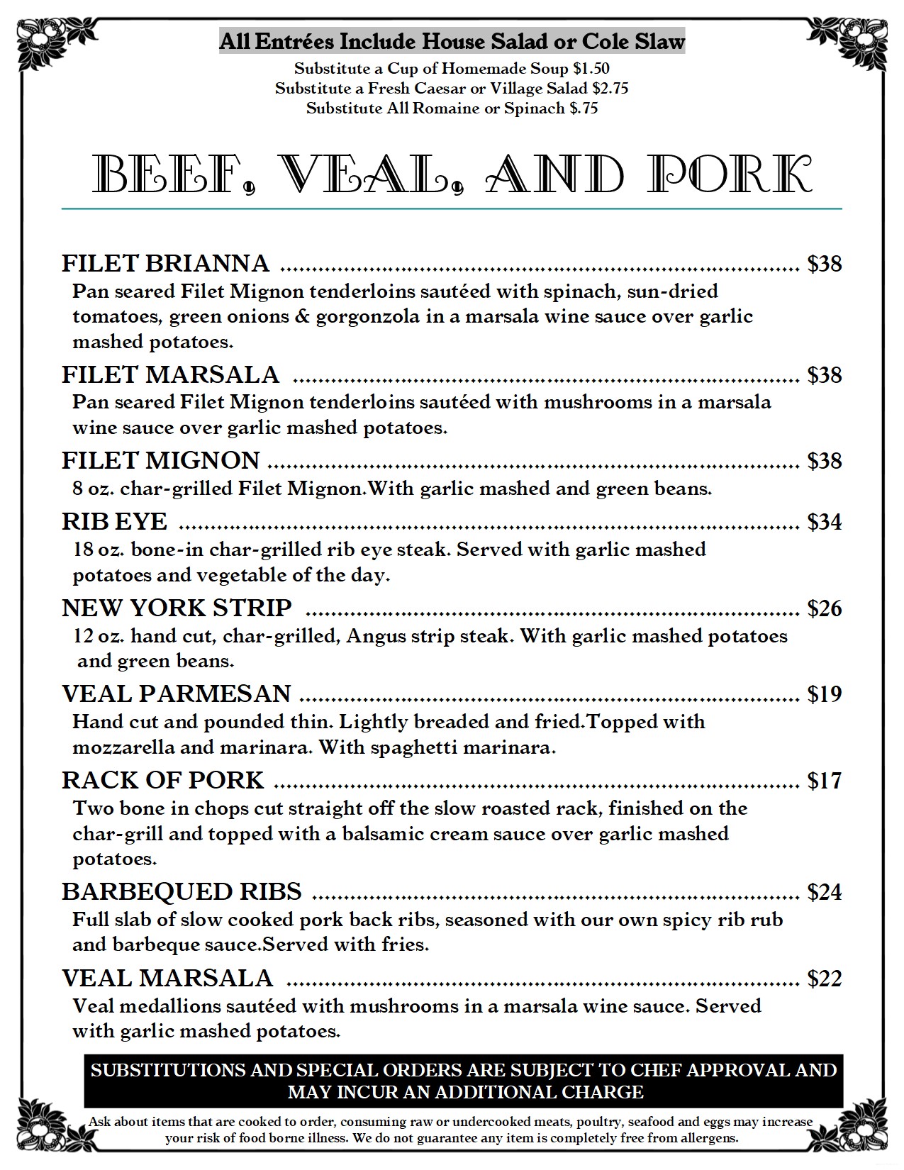 Menu - Vic's Casual Dining